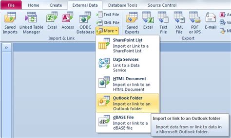 link microsoft access databases to microsoft outlook inbox calendar