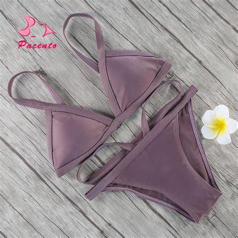 Pacento Bikinis Set Solid Bikinis Women Swimsuit Push Up Swimwear Women
