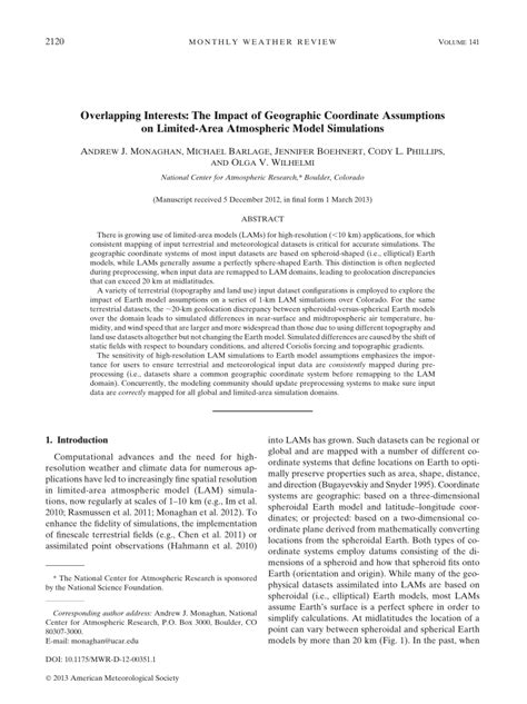 Pdf Overlapping Interests The Impact Of Geographic Coordinate Assumptions On Limited Area