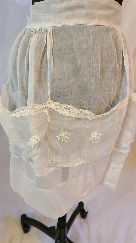 Vintage 1950s Sheer White Hostess Half Apron Embroidered Etsy