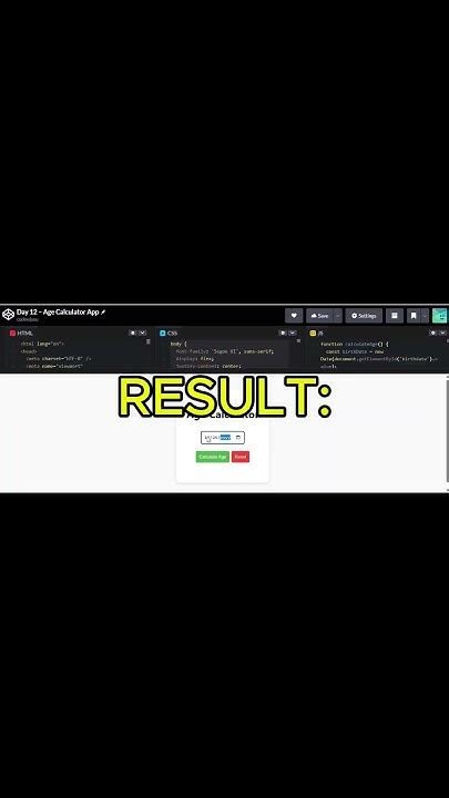 Day 12 Age Calculator App Appdevelopment Coding Html Css