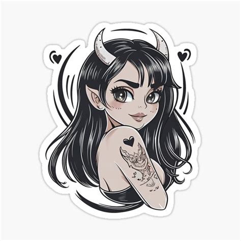 Cute Anime Demon Girl Sticker For Sale By Zaqare Redbubble