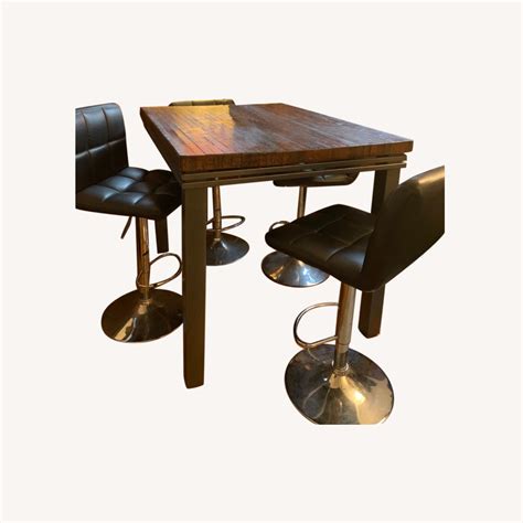 Raymour Flanigan Rustic Counter Height Dining Table Set AptDeco