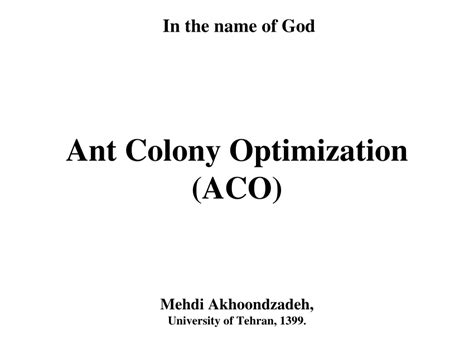 Pdf Ant Colony Optimization Aco