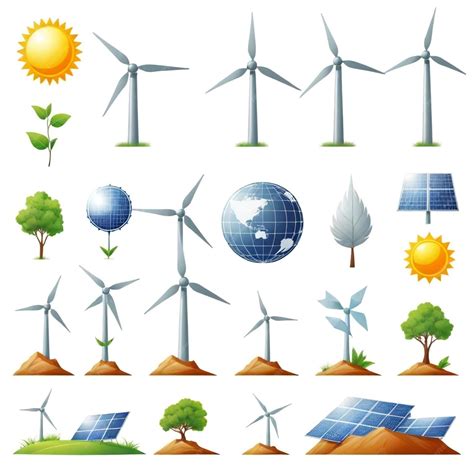 Premium Vector Renewable Vector Set White Background Isolated A High