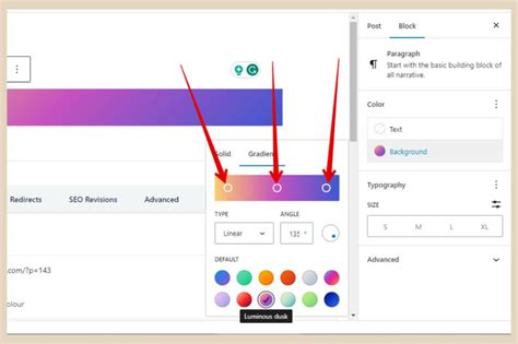 how to add a gradient background to wordpress blocks