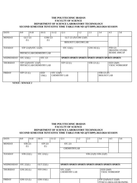 FT LECTURE TIMETABLE 2024 2nd | PDF | Teaching Methods & Materials ...