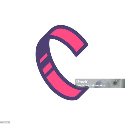 로고 문자 C 벡터의 기호입니다 선형 개요 아이콘입니다 아이소메트리 3d 컬러 대문자 플랫 문자 브랜드 회사 기호는 흰색 배경에 고립 되어 있습니다 알파벳 세트에서