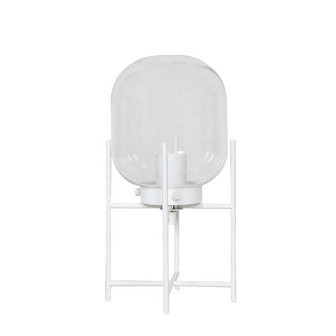 Evora Matt White Clear Glass Table Lamp Lightingplus