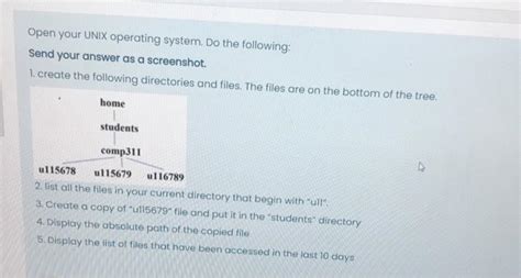 solved open your unix operating system do the following