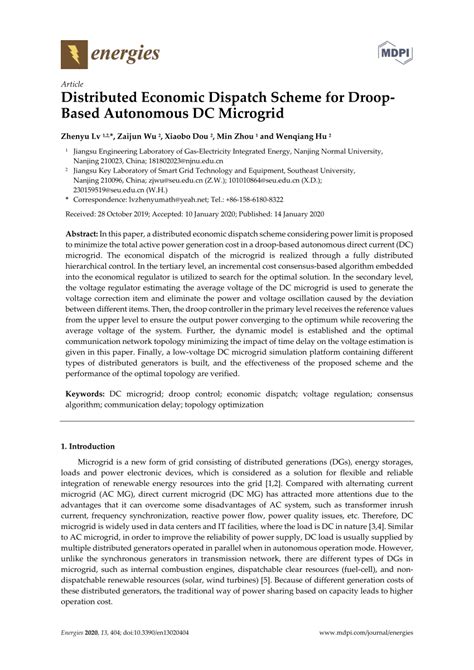 Pdf Distributed Economic Dispatch Scheme For Droop Based Autonomous