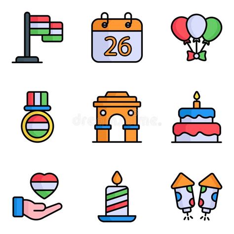 26 January Republic Day Vector Icons Stock Vector Illustration Of