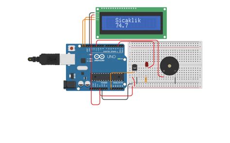 Circuit Design Yangın Alarmı Lm35 Ve Lcd Sıcaklık Sensörü Led Buzzer