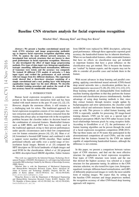 Pdf Baseline Cnn Structure Analysis For Facial Expression Recognition