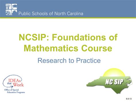 Ncsip Foundations Of Mathematics Course Research To Practice