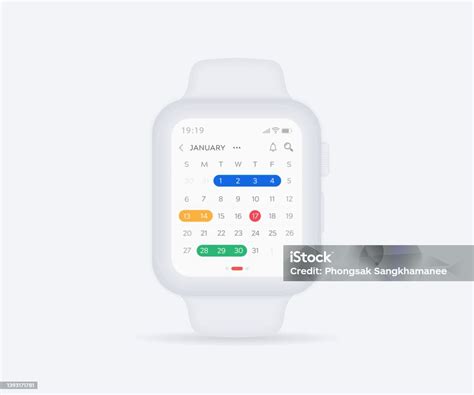 스마트워치 캘린더 플래너 앱 개념 활동 캘린더 템플릿 Ui Ux 손목시계 캘린더 일정 일정 연간 계획 회의 애플리케이션 캘린더