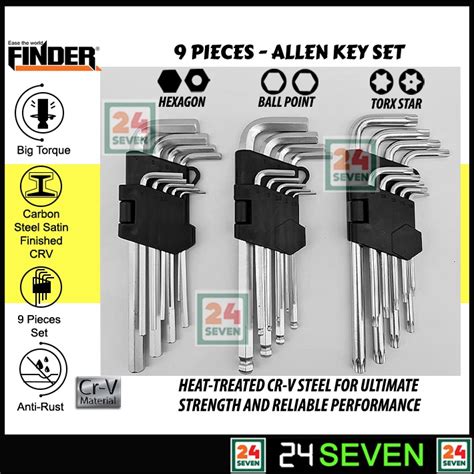 Finder Crv 9pcs Allen Key Ball Point Allen Key Torx Star Hex Allen Key Shopee Singapore