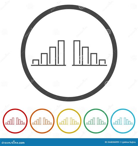 Graph Or Diagram With Arrow Going Up And Down Icon Set Icons In Color