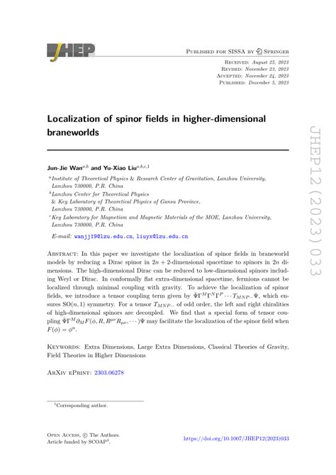 Pdf Localization Of Spinor Fields In Higher Dimensional Braneworlds