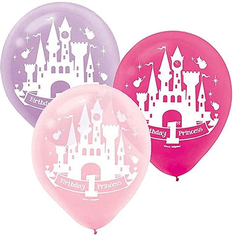 Disney 1st Birthday Princess Latex Balloons 15 Count