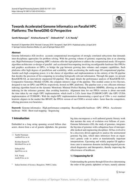 Towards Accelerated Genome Informatics On Parallel Hpc Platforms The Renegene Gi Perspective