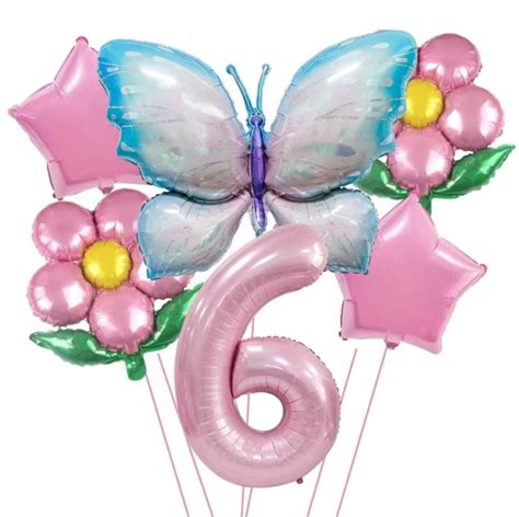 Vlinder Ballonnenset 6 Delig 6 Jaar Verjaardag Dottig
