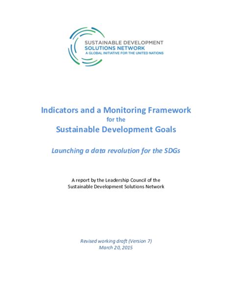 Pdf Indicators And A Monitoring Framework For The Sustainable Development Goals Launching A