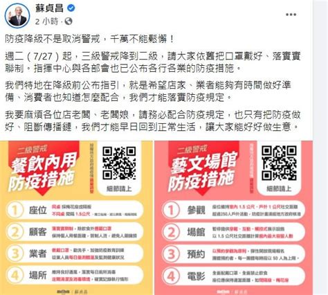 蘇貞昌：防疫降級非取消警戒 千萬不能鬆懈內政 僑務電子報