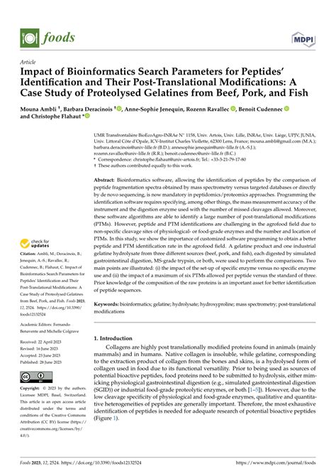 Pdf Impact Of Bioinformatics Search Parameters For Peptides Identification And Their Post