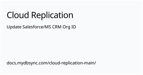 Update Salesforcems Crm Org Id Cloud Replication
