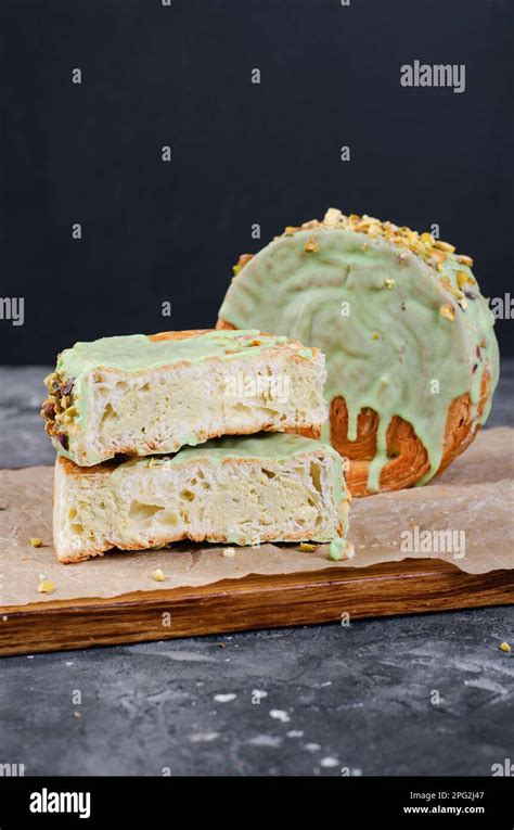 Round Croissant New York Roll Trendy Pastry With Chocolate Glaze