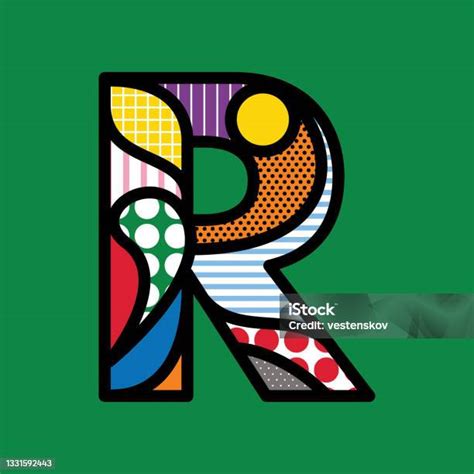 다채로운 팝 아트 스타일 알파벳 벡터 그래픽 알파벳 R에 대한 스톡 벡터 아트 및 기타 이미지 알파벳 R 팝 아트 알파벳