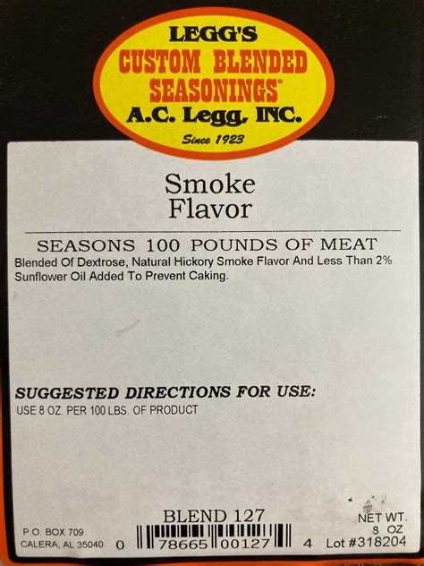 Ac Legg Smoke Flavor Blend 127 Gulf Coast Seasoning And Butcher Supply