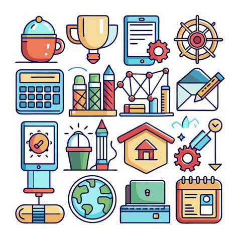 A Set Of Colorful And Modern Icons Depicting Different Aspects Of A Business Premium Ai