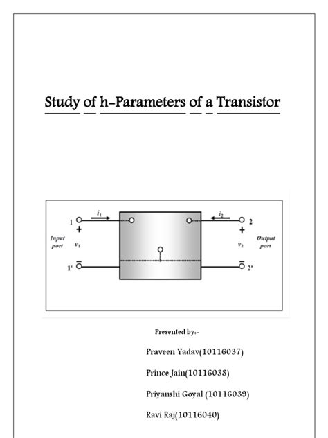 H Parameters Bipolar Junction Transistor Computer Engineering