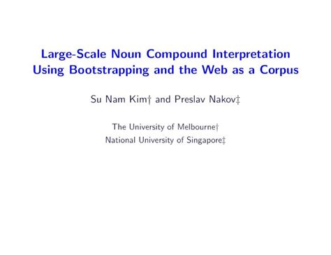 Pdf Large Scale Noun Compound Interpretation Using Bootstrapping And