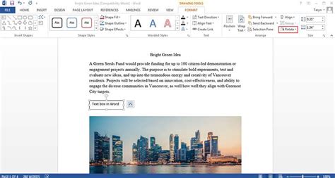 rotate a text box in word
