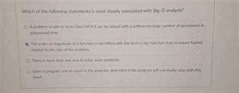 Solved Which Of The Following Statements Is Most Closely Chegg