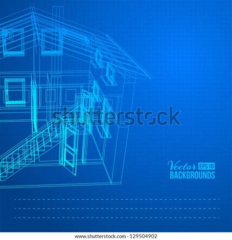 Wireframe Building Vector Illustration Eps10 Contains Stock Vector