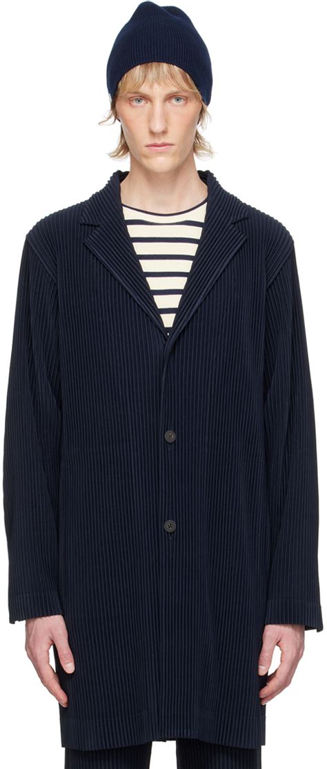 HOMME PLISSÉ ISSEY MIYAKE 海军蓝 Basics 大衣 SSENSE