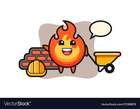 Cartoon Character Fire As A Builder Royalty Free Vector