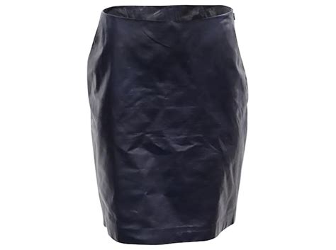Jupe Crayon Longueur Genoux Theory En Cuir Bleu Marine Ref Joli Closet