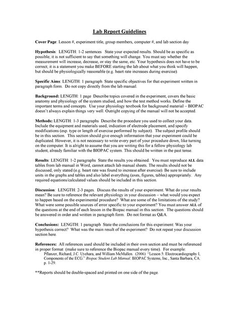 Lab Report Guidelines Lab Report Guidelines Cover Page Lesson