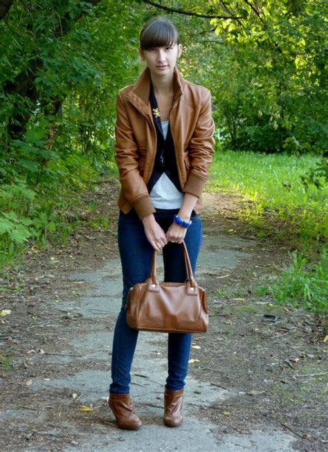 С чем носить коричневую кожаную куртку Искусство быть женщиной