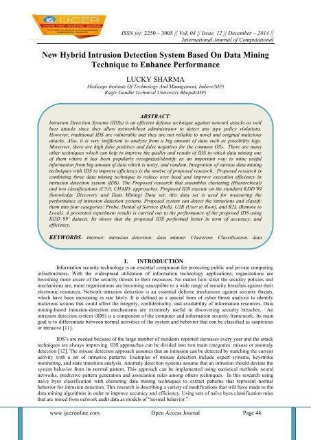 New Hybrid Intrusion Detection System Based On Data Mining Technique To Enhance Performance