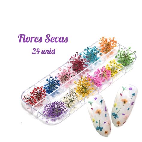 Kit Flores Secas Decoração De Unha Encapsulada 24 Un Shopee Brasil