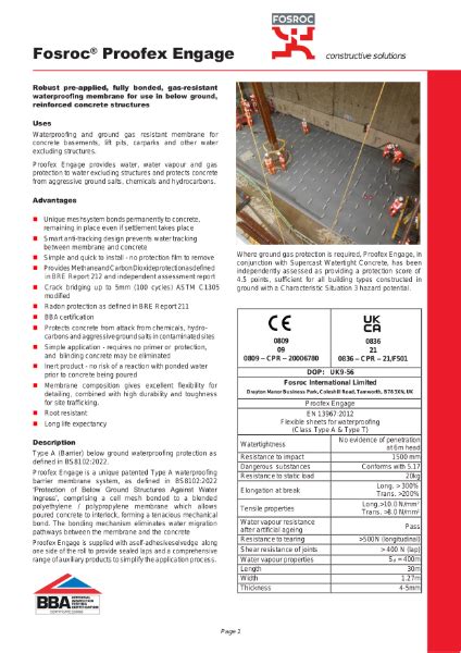 Fosroc Proofex Engage Product Data Sheet Nbs Source