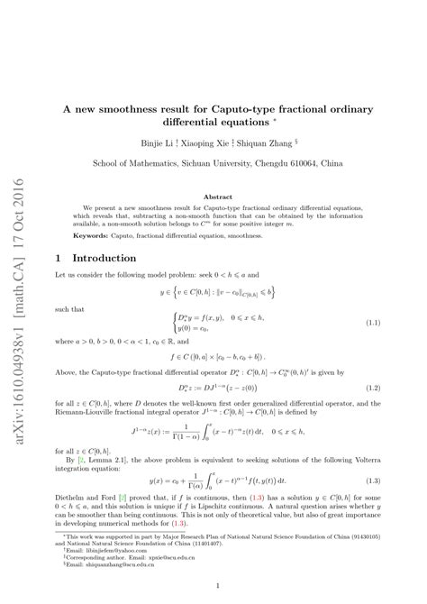 Pdf A New Smoothness Result For Caputo Type Fractional Ordinary