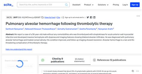 Pulmonary Alveolar Hemorrhage Following Thrombolytic Therapy