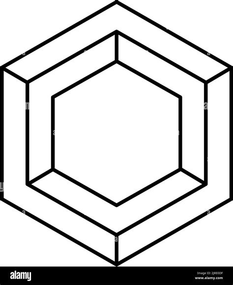 Hexagon Impossible Geometric Shape Line Icon Vector Illustration Stock